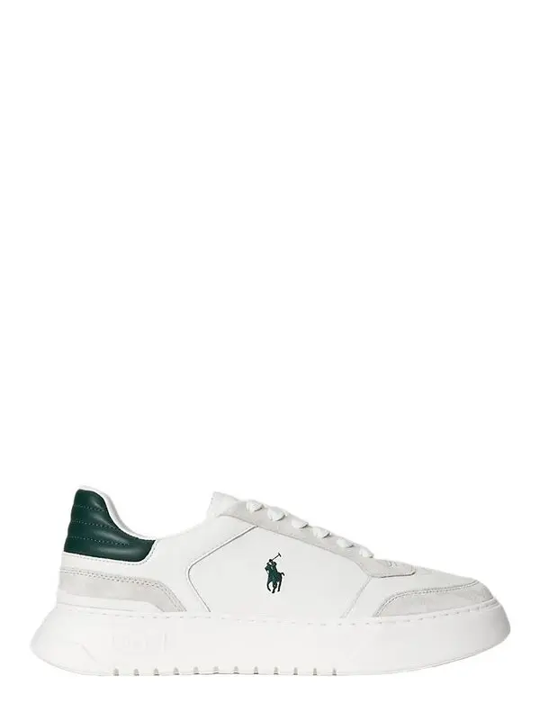 Ralph Lauren Rlite Sport Leather-suede Sneaker - Deckwash White/forest