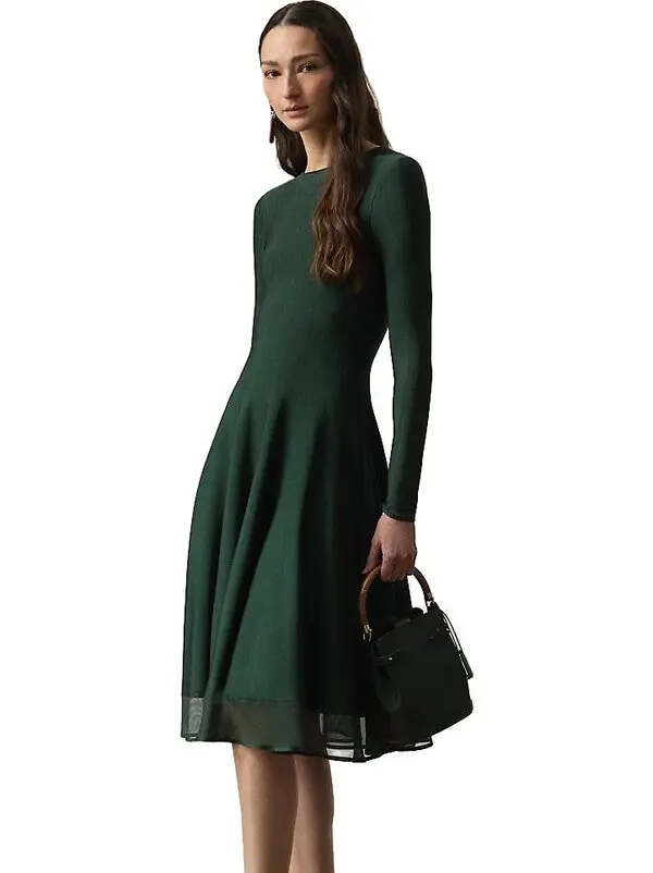 Ralph Lauren Crewneck Long-sleeve Sweater Dress - Dark Racing Green