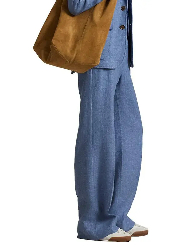 Ralph Lauren Linen-cotton Twill Wide-leg Pant - Blue