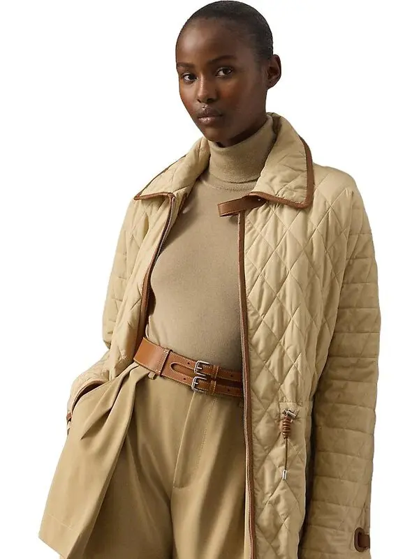 Ralph Lauren Lambskin-trim Quilted Coat - Light Tan
