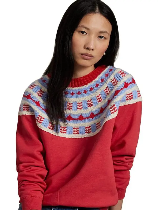 Ralph Lauren Knit-yoke Fleece Crewneck - Starboard Red