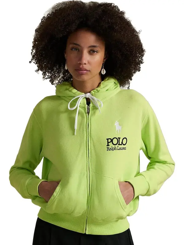 Ralph Lauren Lightweight Fleece Zip Hoodie - Electric Lime