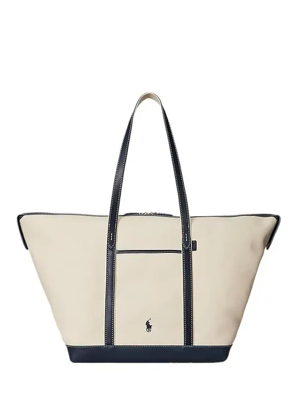 Ralph Lauren Leather-trim Shopper Tote - Ecru