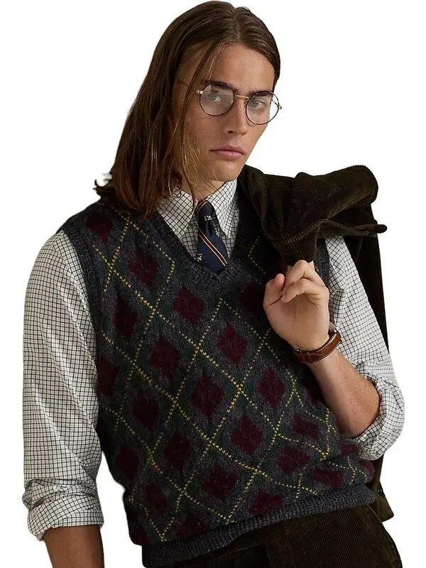 Ralph Lauren Argyle Wool-cashmere Vest - Charcoal Combo