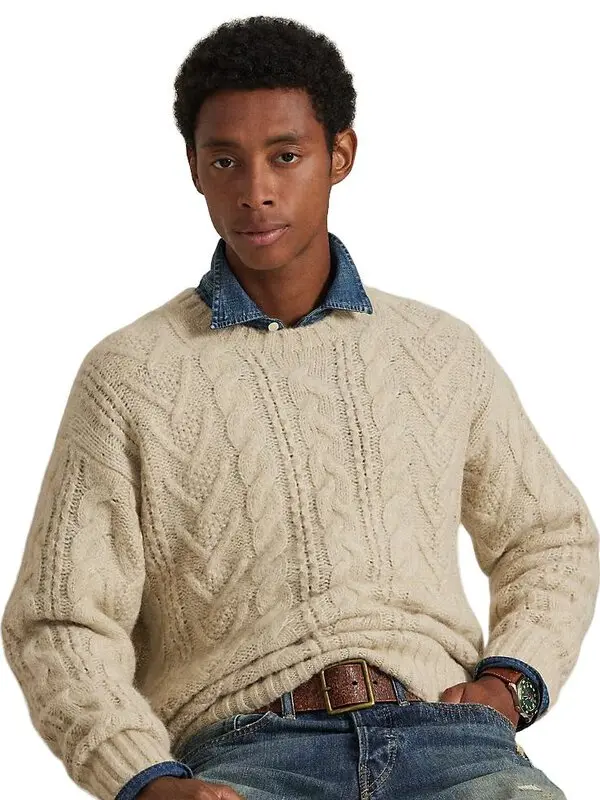 Ralph Lauren Aran-knit Pullover - Coconut Cream Heather