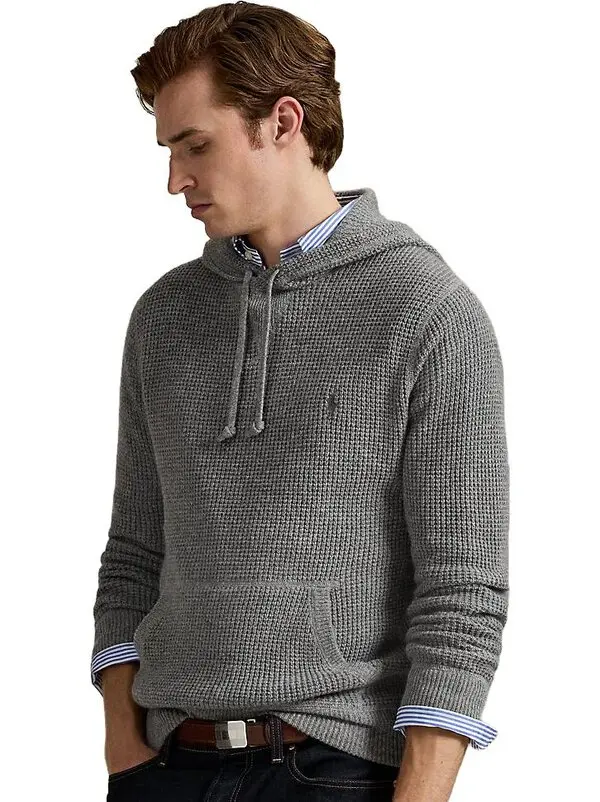 Ralph Lauren Textured Wool-cotton Hooded Sweater - Fawn Grey Heather
