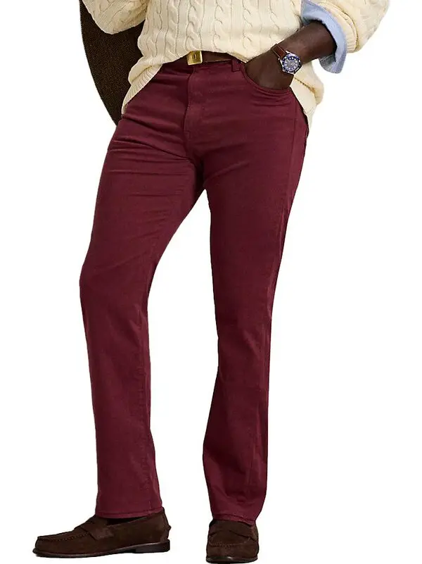 Ralph Lauren Varick Slim Straight Stretch Sateen Pant - Red Wine