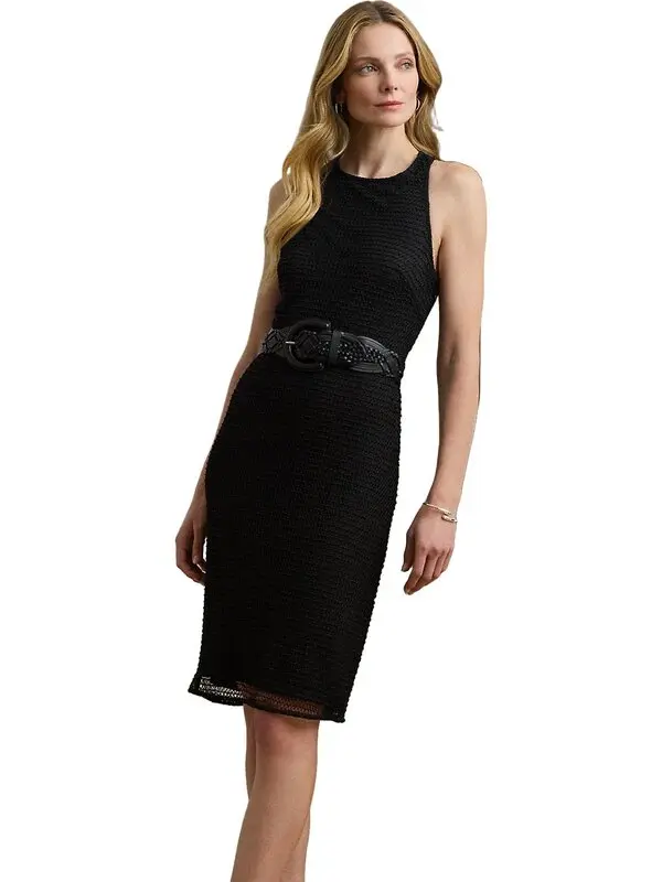 Ralph Lauren Beaded Netting Sleeveless Gown - Black