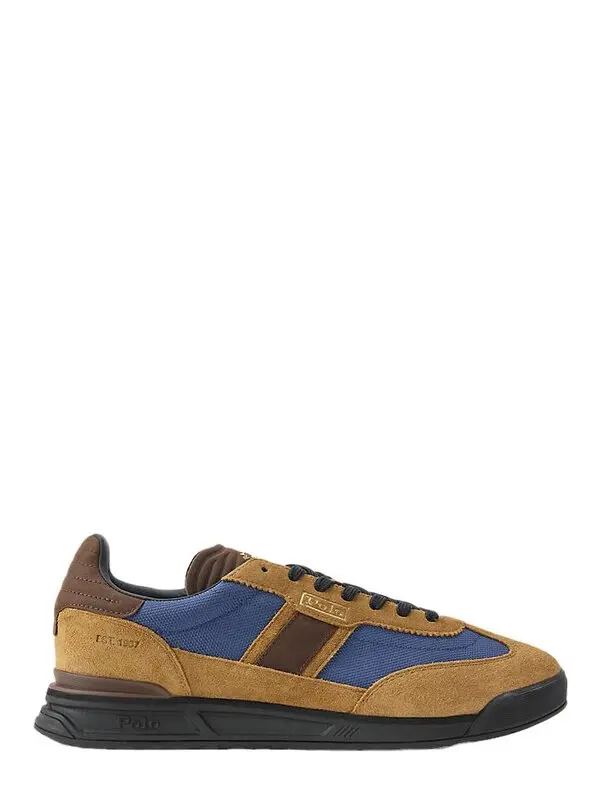Ralph Lauren Varick Suede-paneled Sneakers - Chocolate Brown/forest
