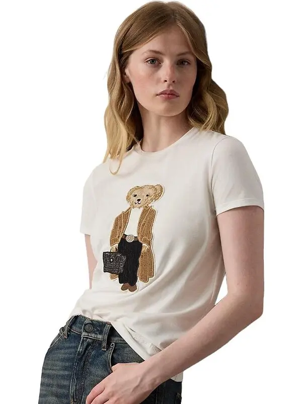 Ralph Lauren Fall Polo Bear Cotton Tee - Cream