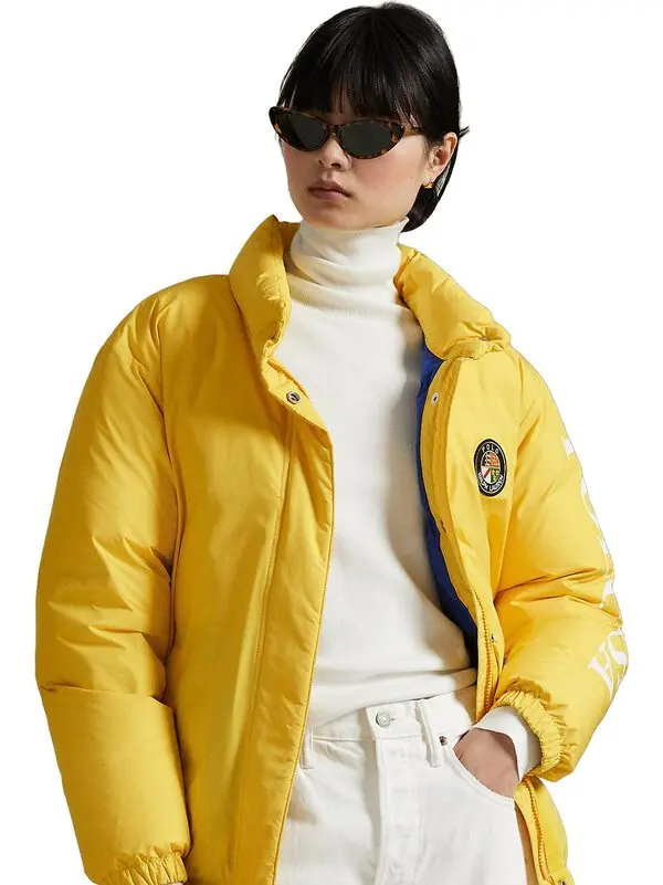 Ralph Lauren Logo Down Puffer Jacket - Athletic Gold