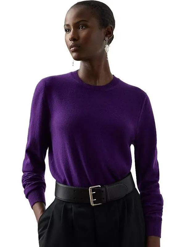 Ralph Lauren Cashmere-blend Jersey Crewneck Sweater - Aubergine