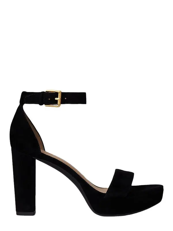 Ralph Lauren Sylvia Suede Platform Sandals - Black