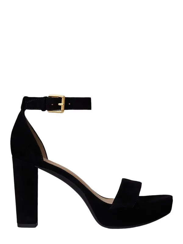 Ralph Lauren Sylvia Suede Platform Sandal - Black