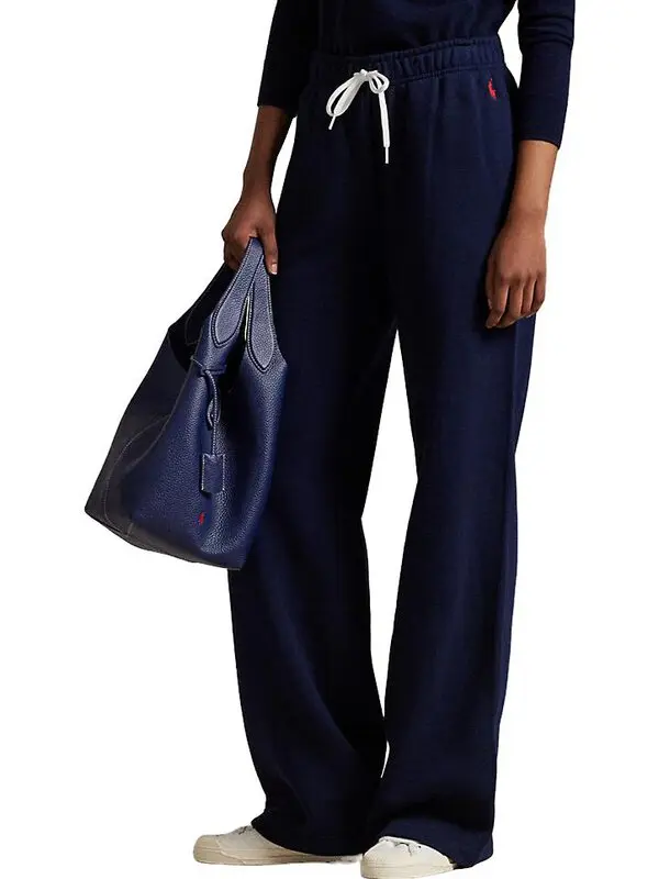 Ralph Lauren Drawstring Fleece Wide-leg Sweatpants - Cruise Navy