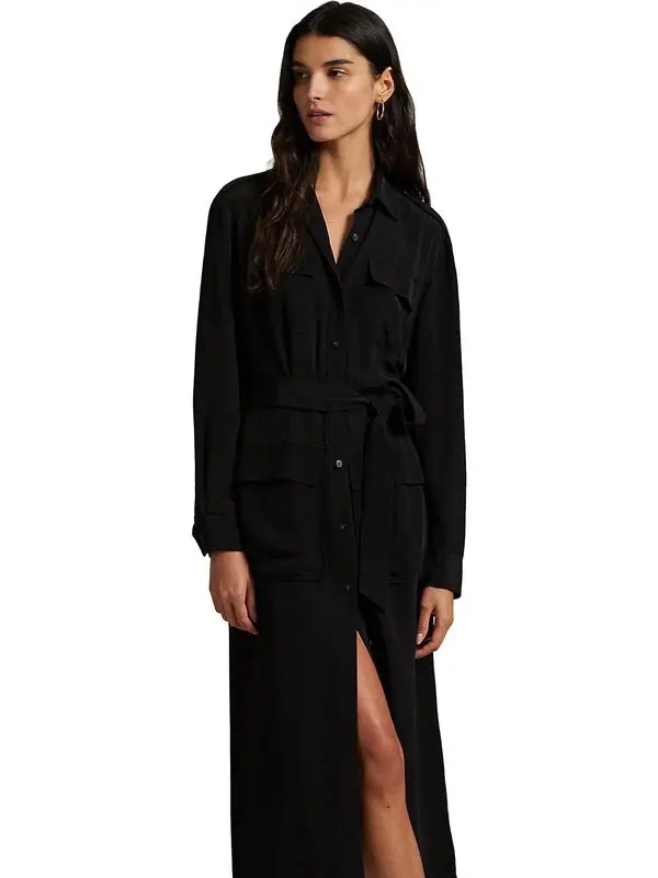 Ralph Lauren Belted Faille Shirtdress - Polo Black