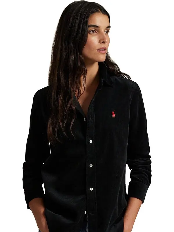 Ralph Lauren Stretch Slim Fit Cotton Corduroy Shirt - Polo Black