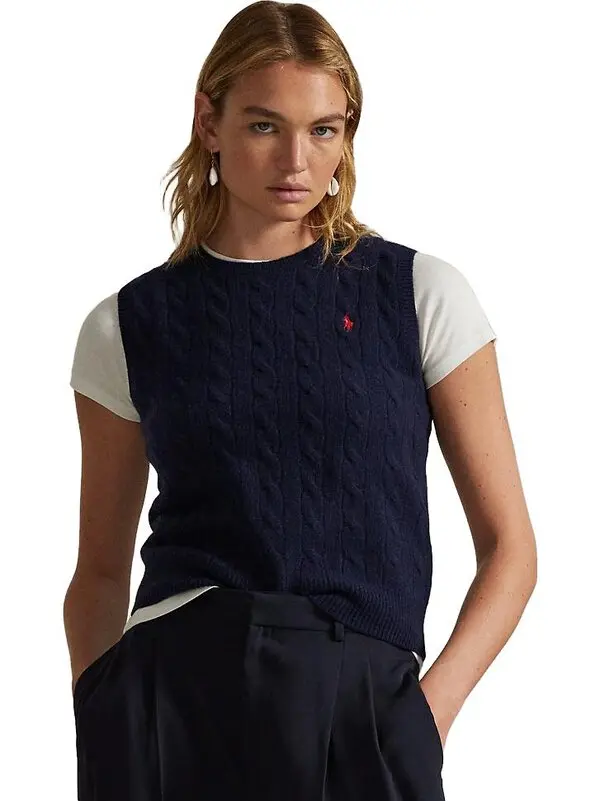 Ralph Lauren Cable-knit Wool-cashmere Sweater Vest - Hunter Navy
