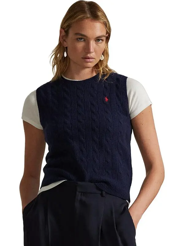 Ralph Lauren Cable-knit Wool-cashmere Sweater Vest - Hunter Navy