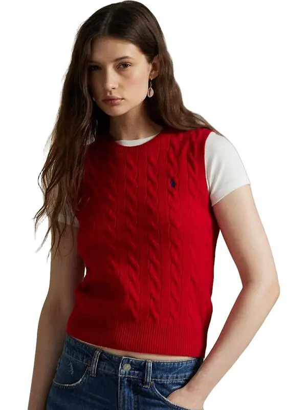 Ralph Lauren Cable-knit Wool-cashmere Sweater Vest - Rl2000 Red