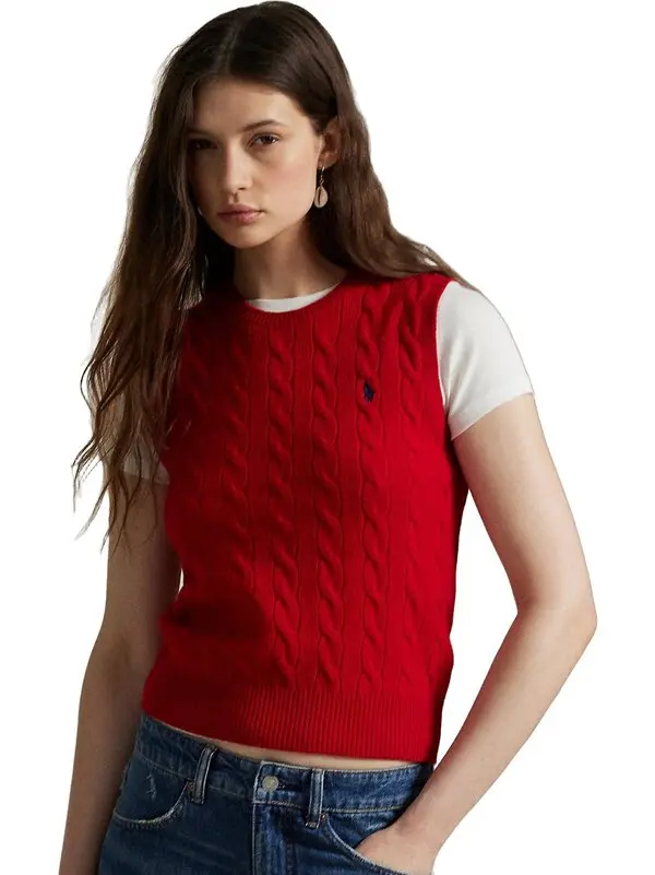 Ralph Lauren Cable-knit Wool-cashmere Sweater Vest - Rl2000 Red