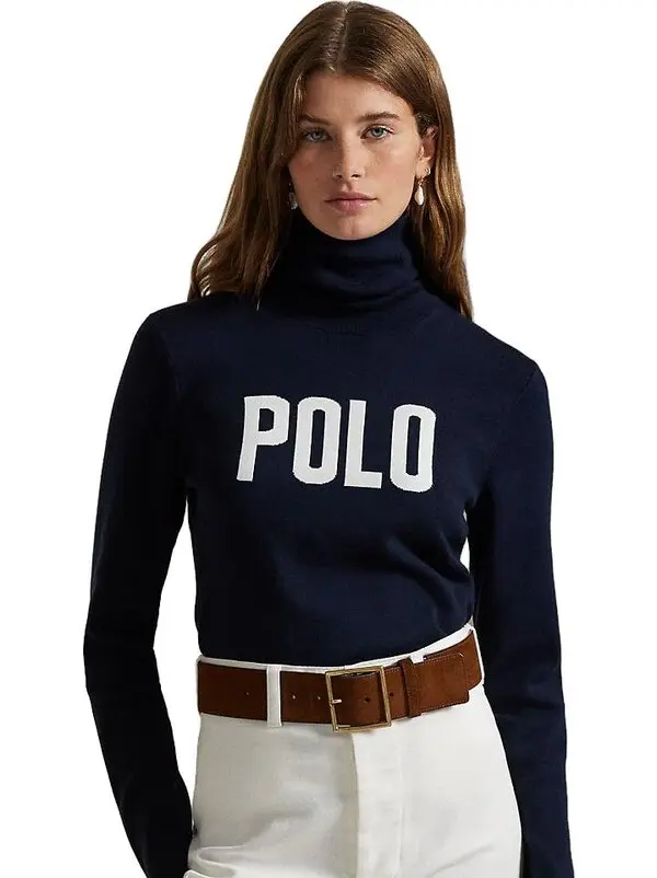 Ralph Lauren Logo Turtleneck Sweater - Hunter Navy