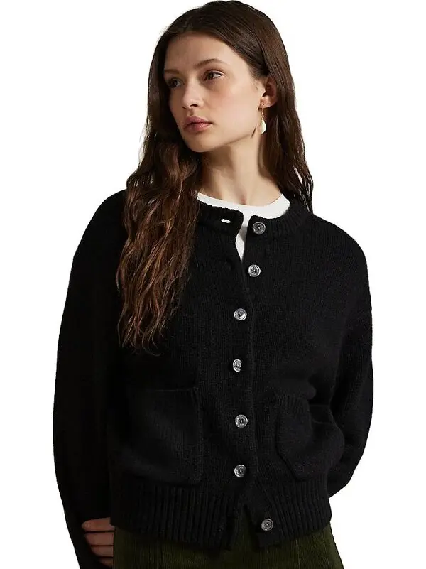 Ralph Lauren Cashmere Crewneck Cardigan - Polo Black