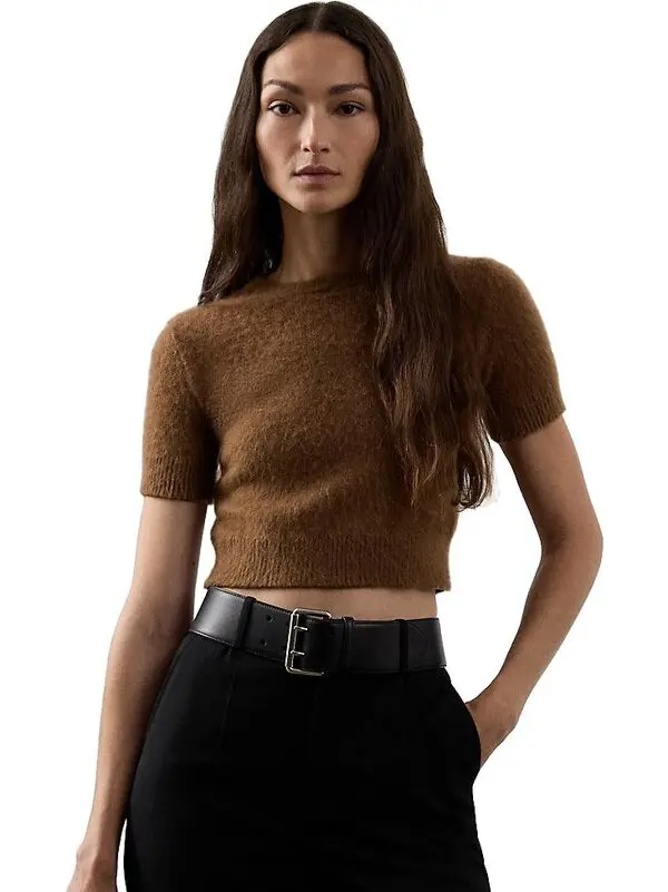 Ralph Lauren Cashmere-alpaca-blend Cropped Sweater - Cognac