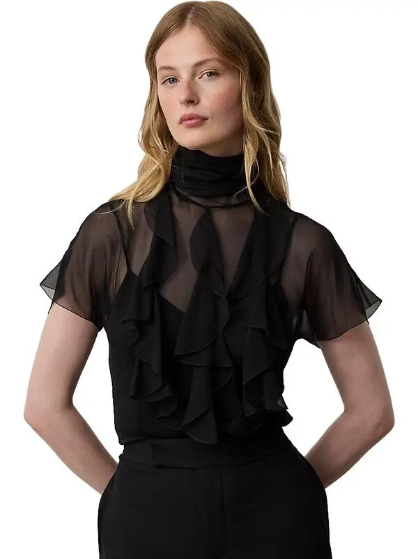 Ralph Lauren Etta Silk Georgette Blouse - Black