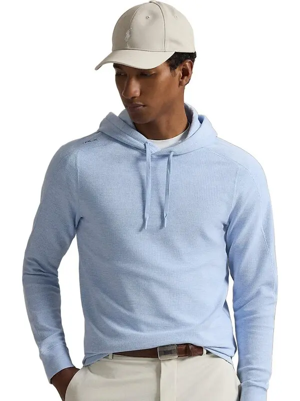 Ralph Lauren Performance Waffle-knit Hoodie - Office Blue Heather