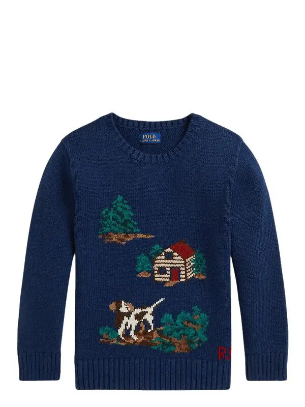 Ralph Lauren Cabin-intarsia Cotton-wool Sweater - Blue/multi
