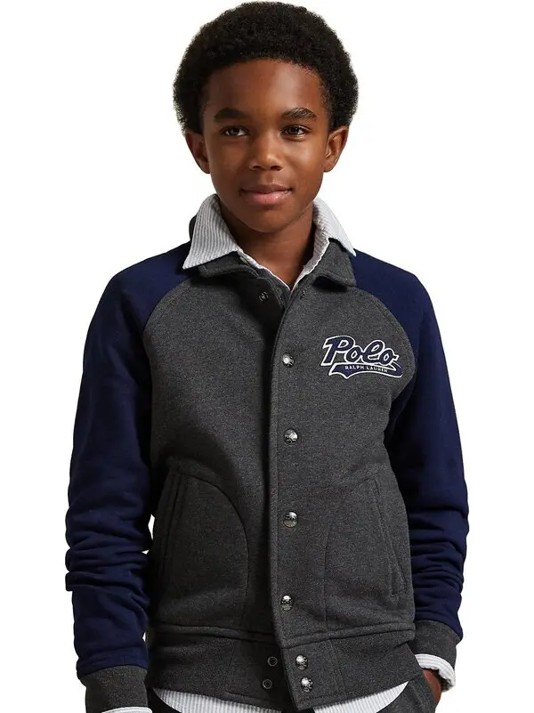 Ralph Lauren Logo Fleece Jacket - Windsor Heather/navy