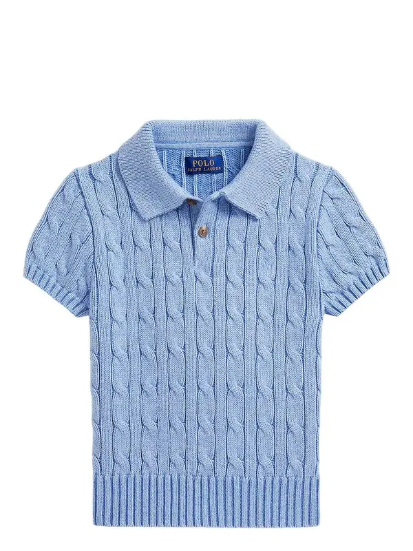 Ralph Lauren Cable-knit Cotton Polo Sweater - Blue Heather