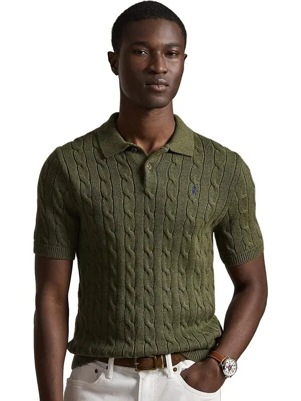 Ralph Lauren Cable-knit Cotton Polo Sweater - Garden Trail Heather