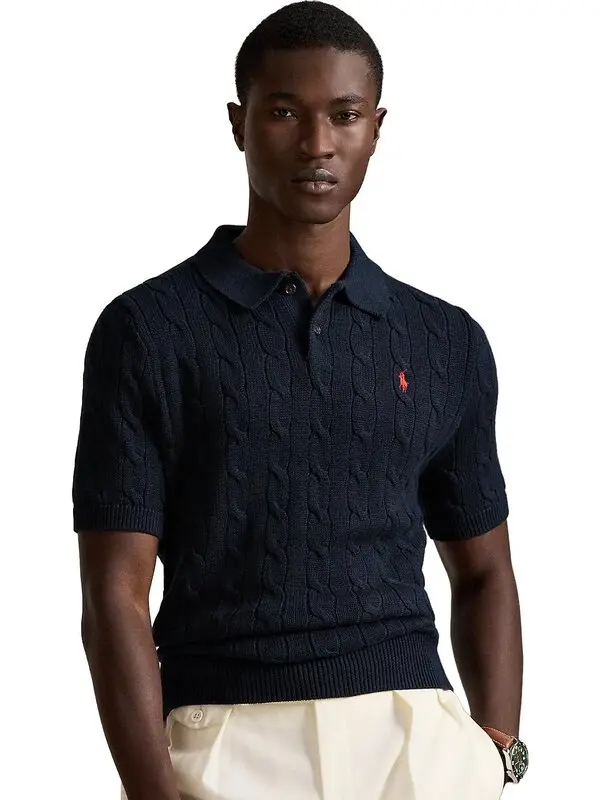 Ralph Lauren Cable-knit Cotton Polo Sweater - Hunter Navy