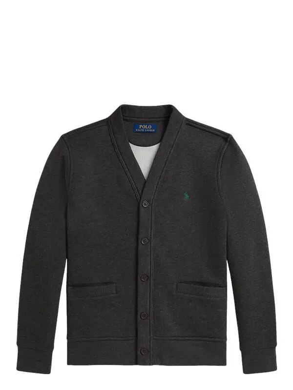 Ralph Lauren Cotton-blend Fleece V-neck Cardigan - Windsor Heather