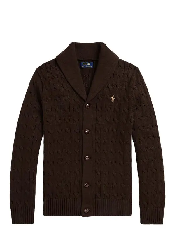 Ralph Lauren Cable-knit Cotton Shawl Cardigan - Circuit Brown