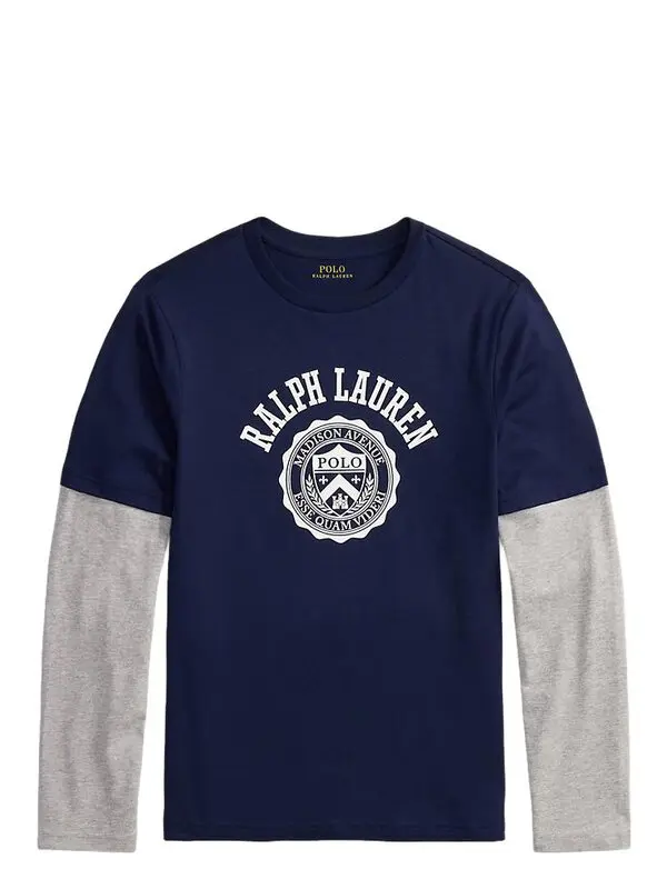 Ralph Lauren Logo Cotton Layered-effect Tee - Refined Navy