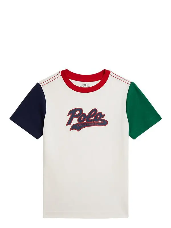 Ralph Lauren Logo Color-blocked Cotton Tee - White Multi