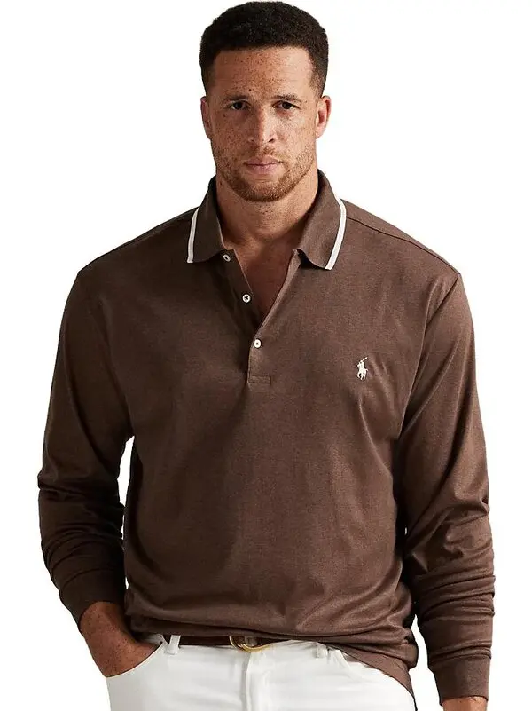 Ralph Lauren Soft Cotton Long-sleeve Polo Shirt - Nutmeg Brown Heather