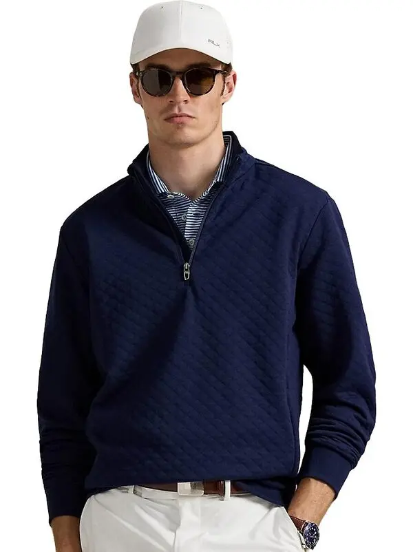 Ralph Lauren Quilted Double-knit Mockneck Sweatshirt - Refined Navy