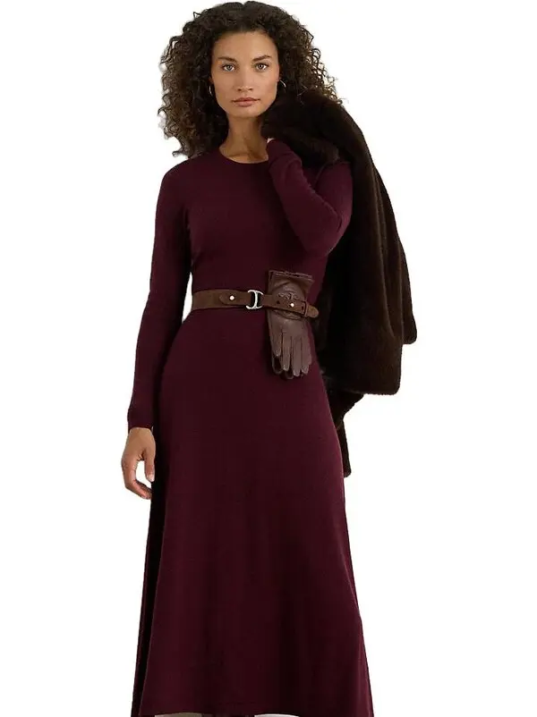 Ralph Lauren Wool Crewneck Sweater Dress - Dark Garnet