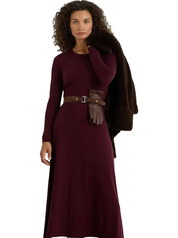 Ralph Lauren Wool Crewneck Sweater Dress - Dark Garnet