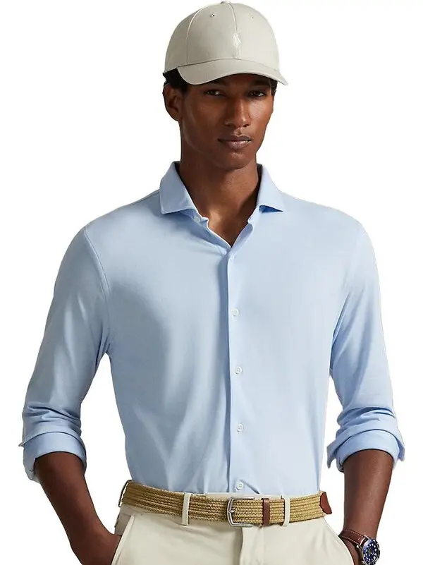 Ralph Lauren Slim Fit Performance Piqué Shirt - Office Blue