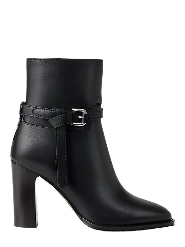 Ralph Lauren Donnely 90 Mm Calfskin Bootie - Black