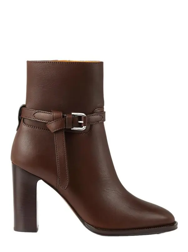 Ralph Lauren Donnely 90 Mm Calfskin Bootie - Luggage Brown