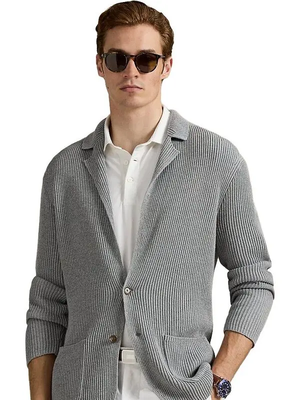 Ralph Lauren Performance Cotton-blend Blazer Cardigan - Steel Grey Heather