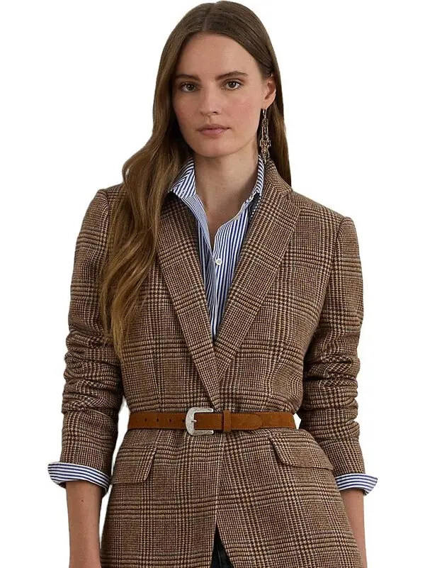 Ralph Lauren Glen Plaid Wool-blend Twill Blazer - Taupe Multi