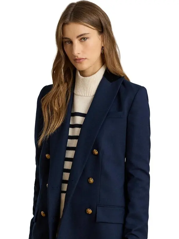 Ralph Lauren Wool Twill Double-breasted Blazer - Lauren Navy/black