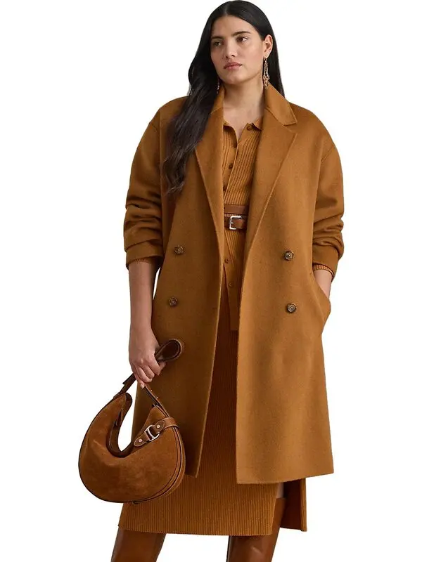 Ralph Lauren Double-breasted Wool-blend Cocoon Coat - Cinnamon Bark